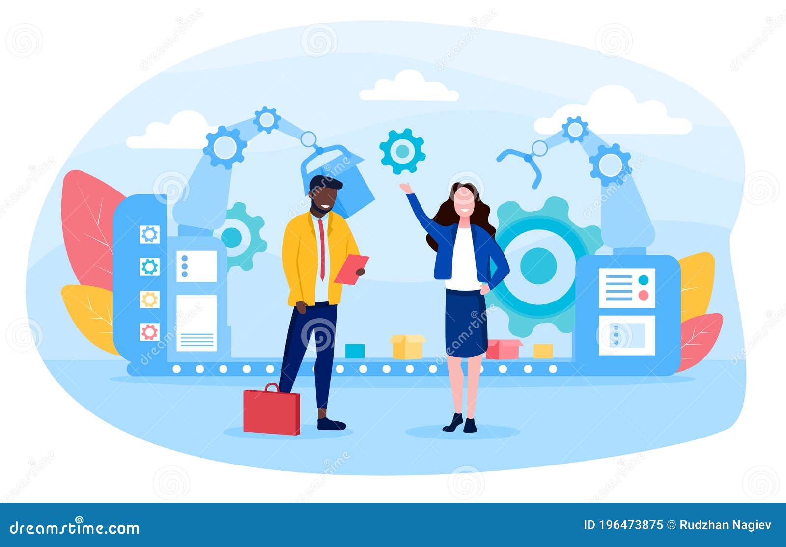 Business Optimization with Automated Production Stock Vector ...