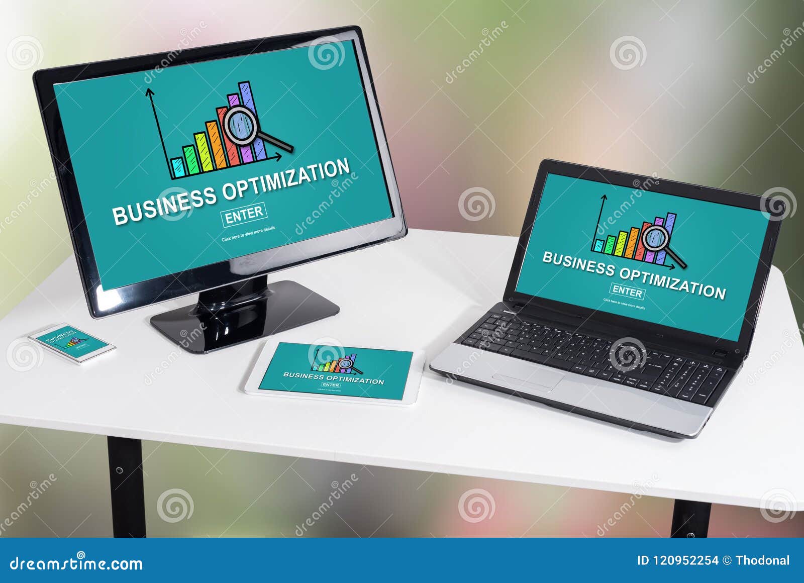 Business Optimization Concept on Different Devices Stock Photo - Image ...
