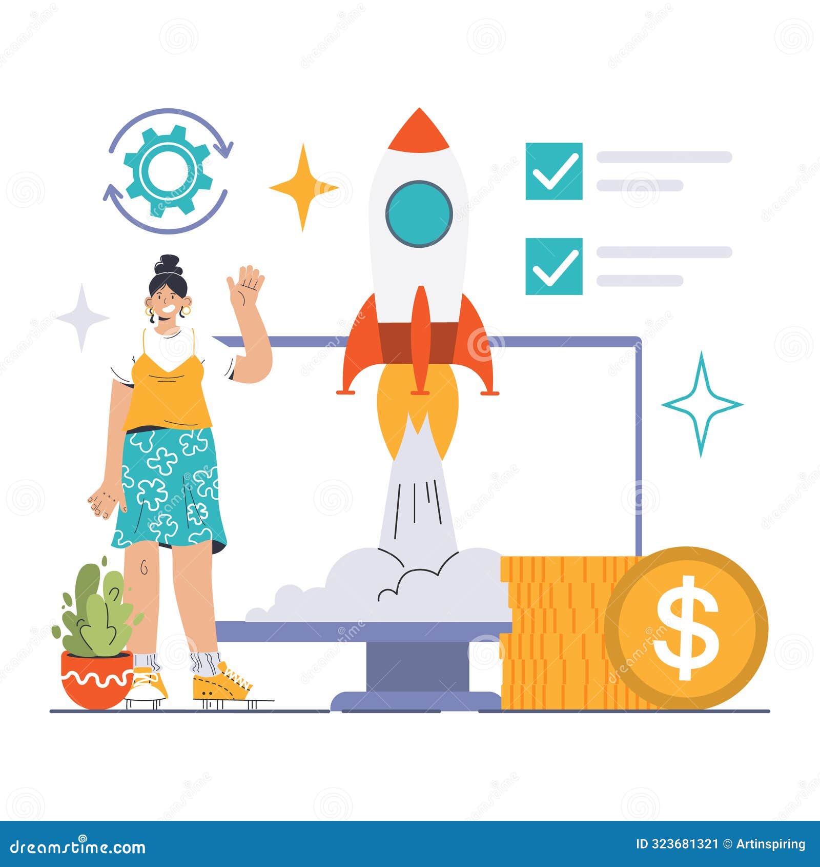 Business Optimization Concept. Flat Vector Stock Illustration ...