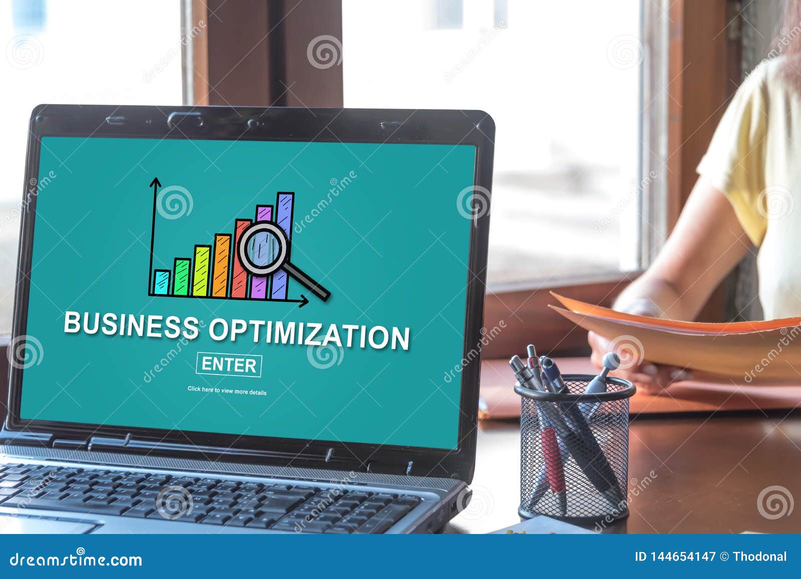 Business Optimization Concept on a Laptop Screen Stock Image - Image of ...