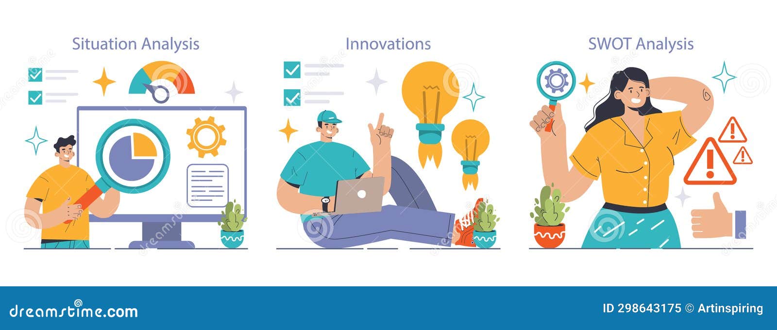 Business Optimization Set. Flat Vector Illustration Stock Illustration ...