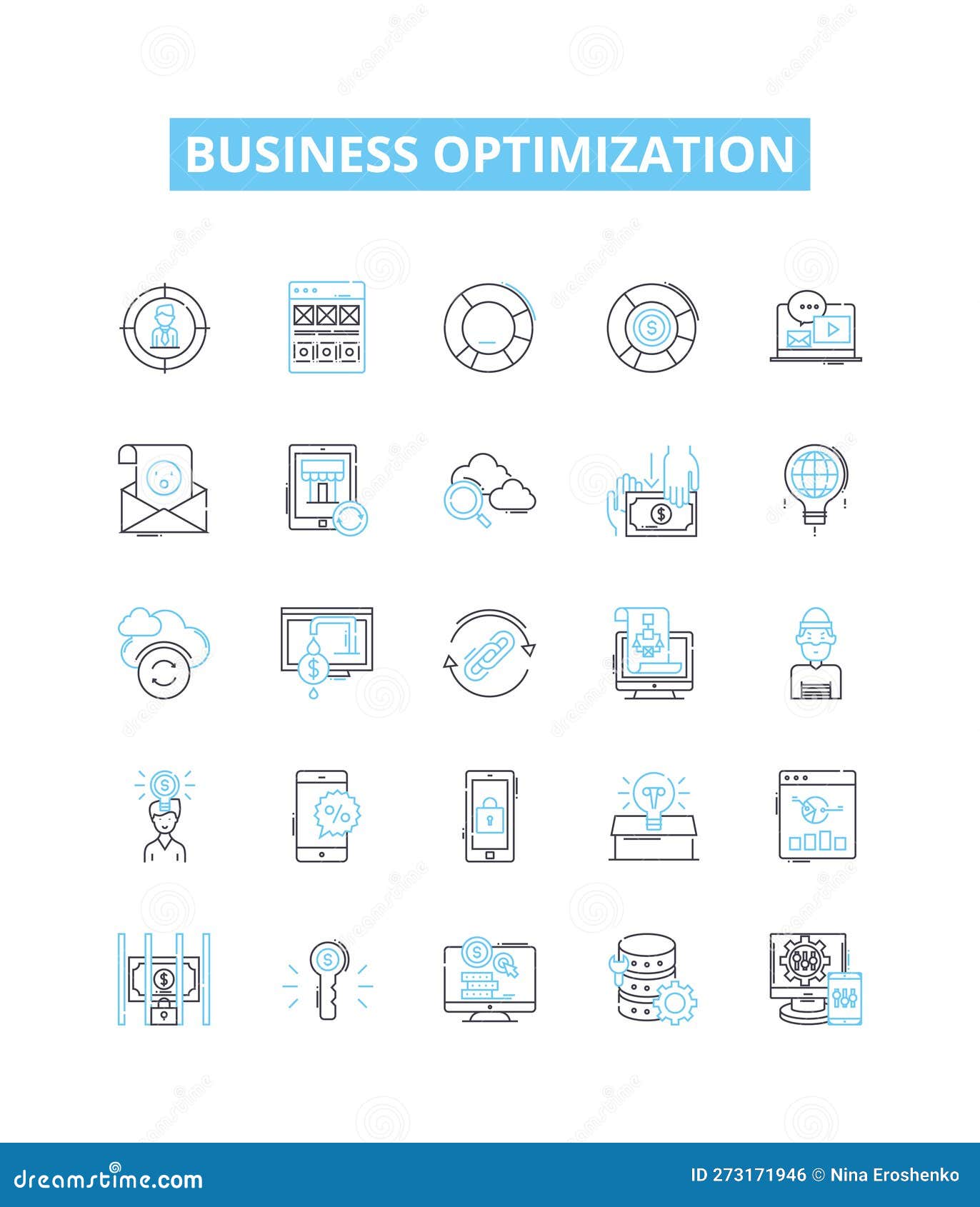 Business Optimization Vector Line Icons Set. Optimize, Streamline ...