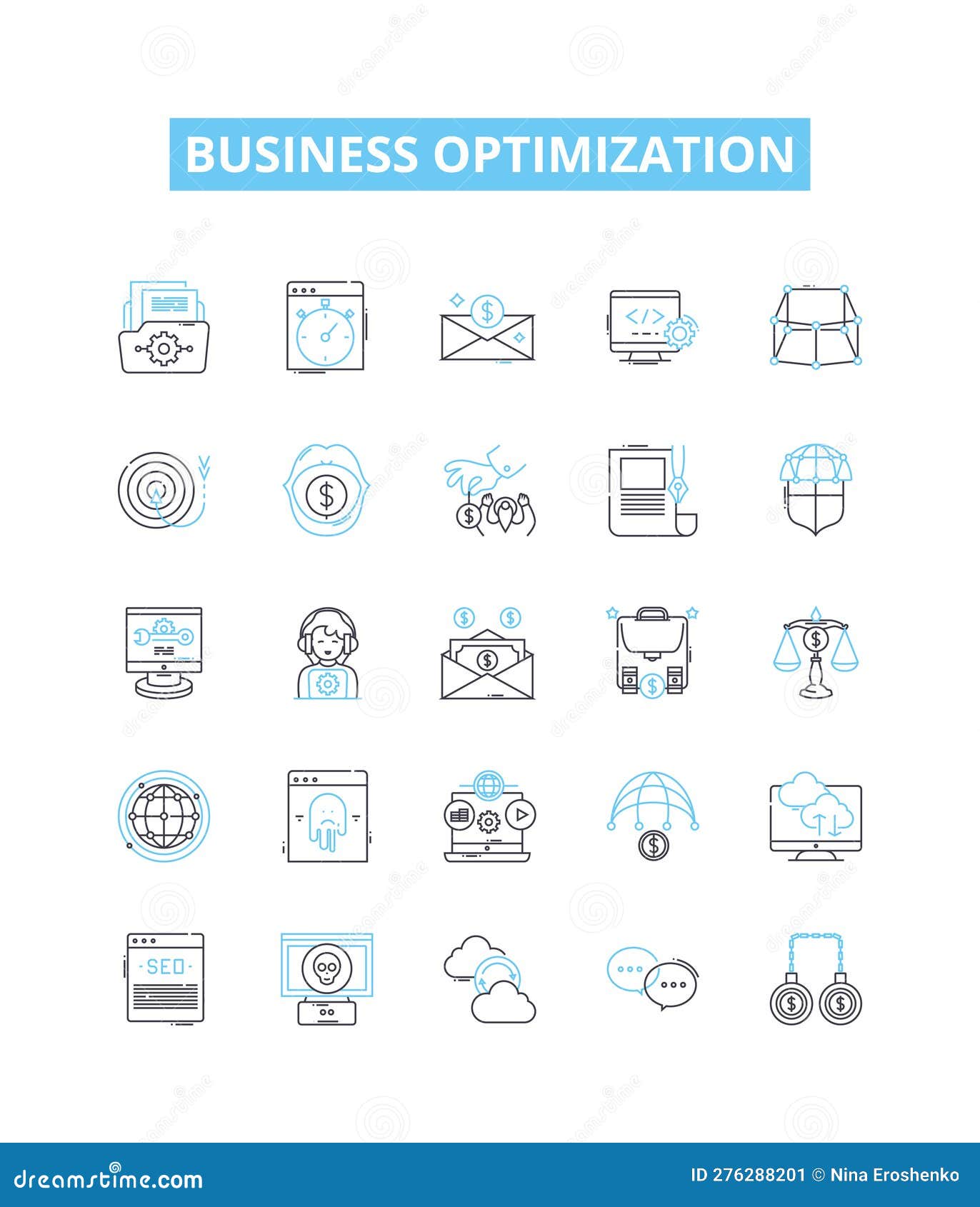 Business Optimization Vector Line Icons Set. Optimize, Streamline ... Business Optimization Vector Line Icons Set. Optimize, Streamline ...