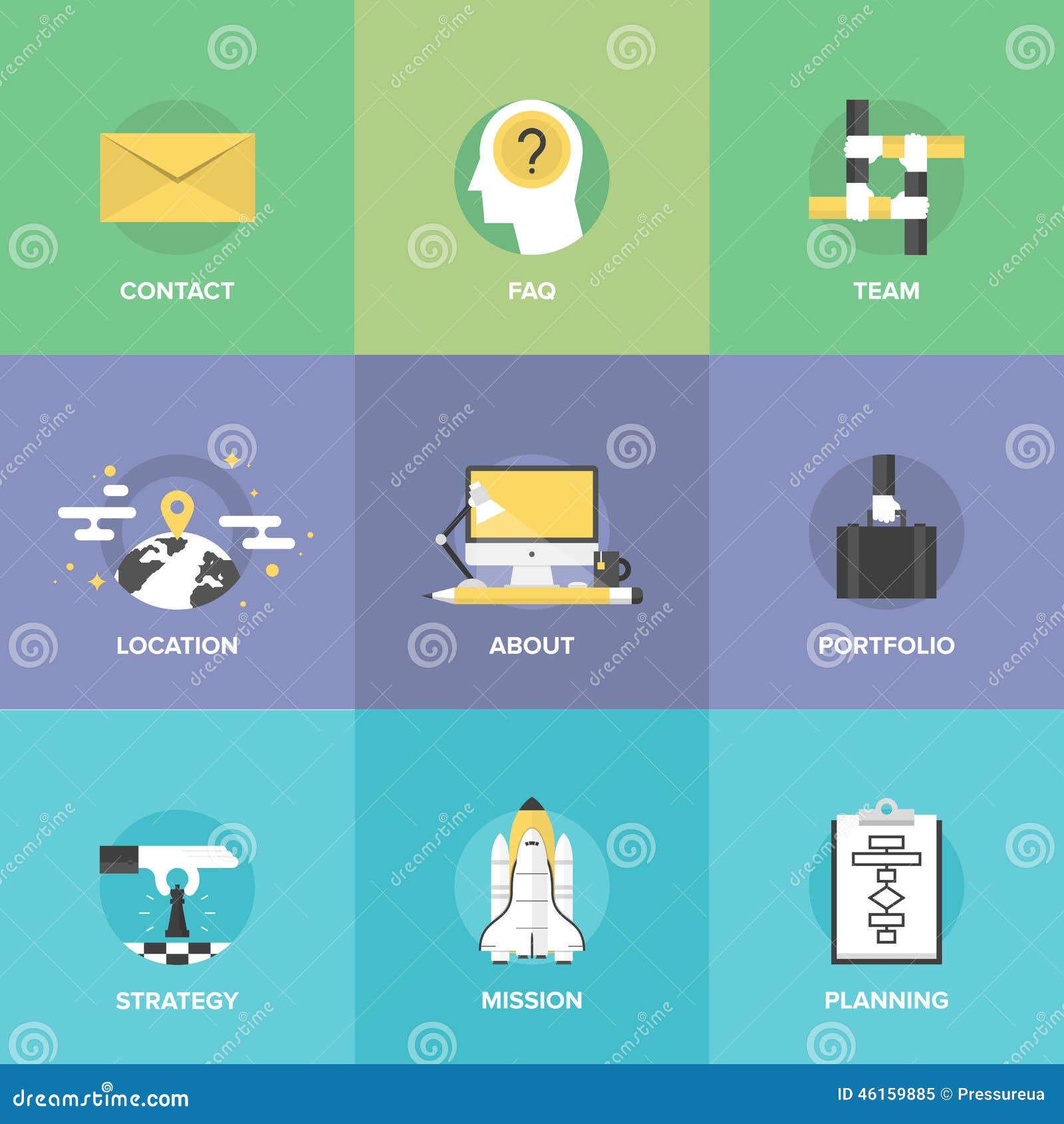 Business Organization Elements Flat Icons Set Stock Vector ...