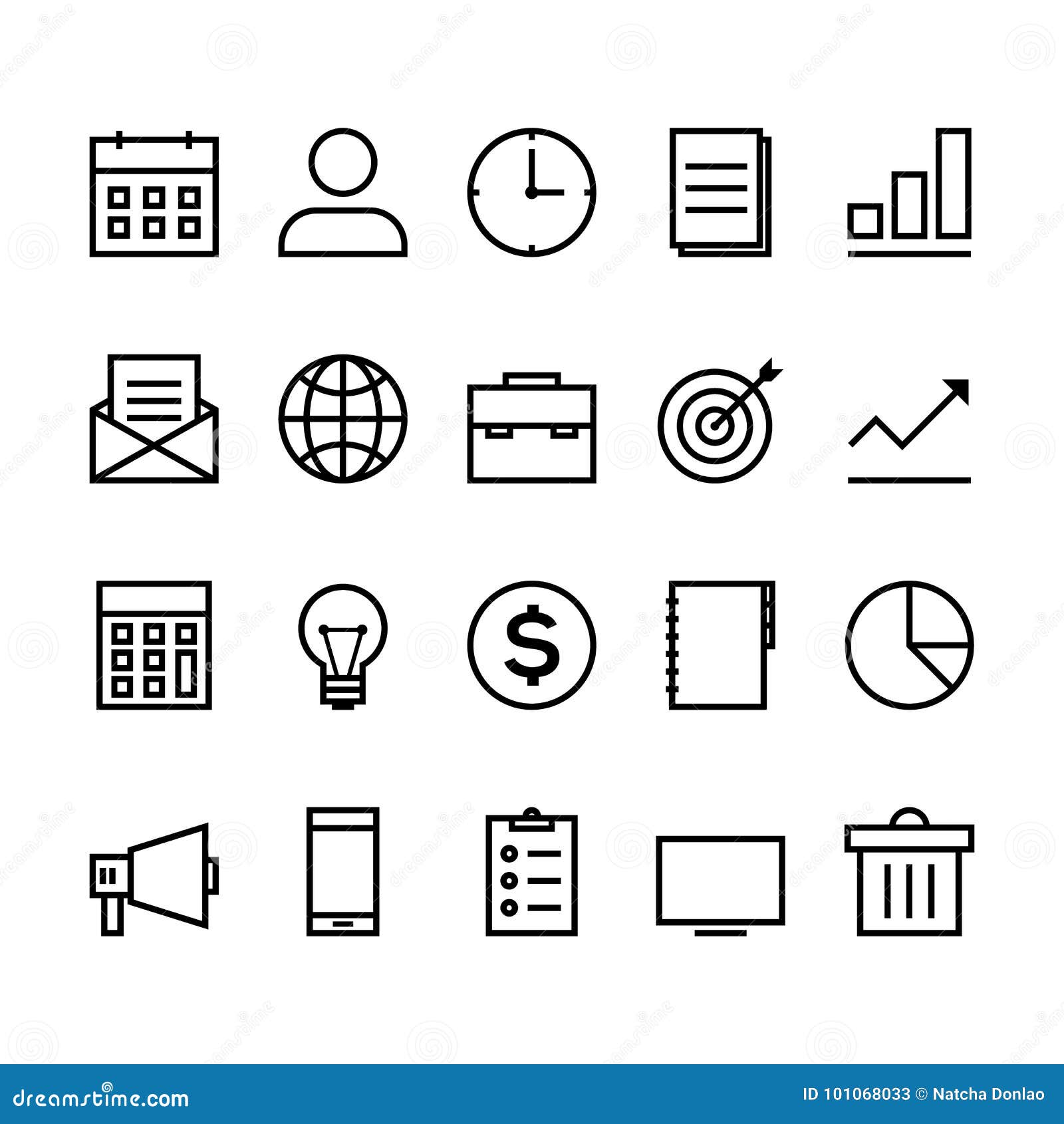 Business outline icon set stock vector. Illustration of computer ...