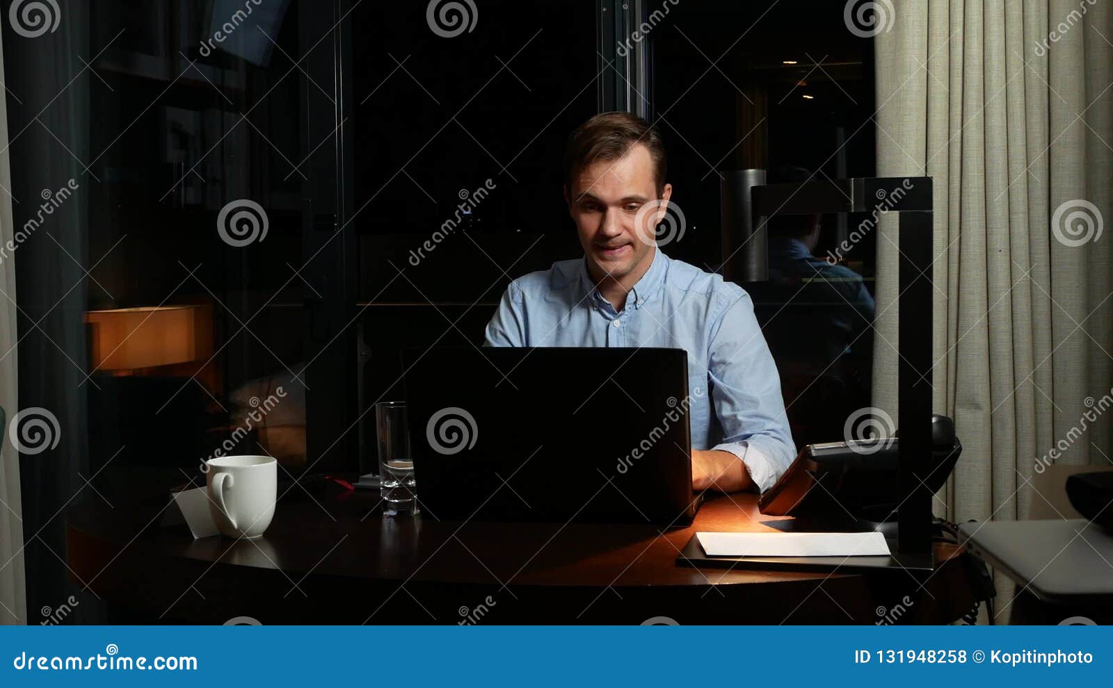 Business, Overwork, Deadline and Concept of People - a Man Working on a ...