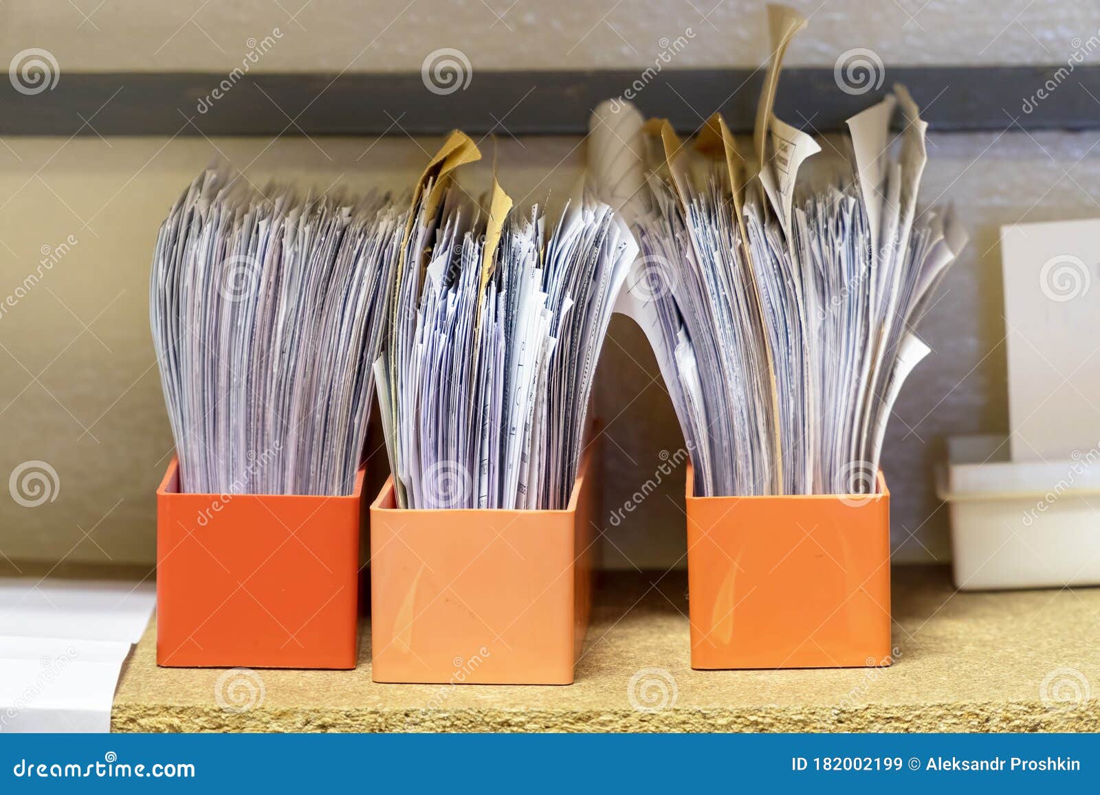 Business Papers are on the Shelf in Box Stock Image - Image of finance ...