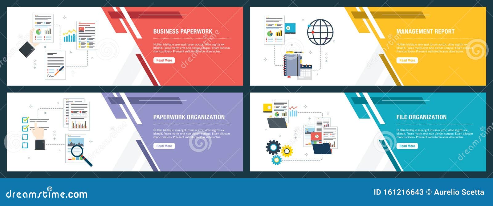 Business Paperwork Organization, Review and Data File Stock Vector ...