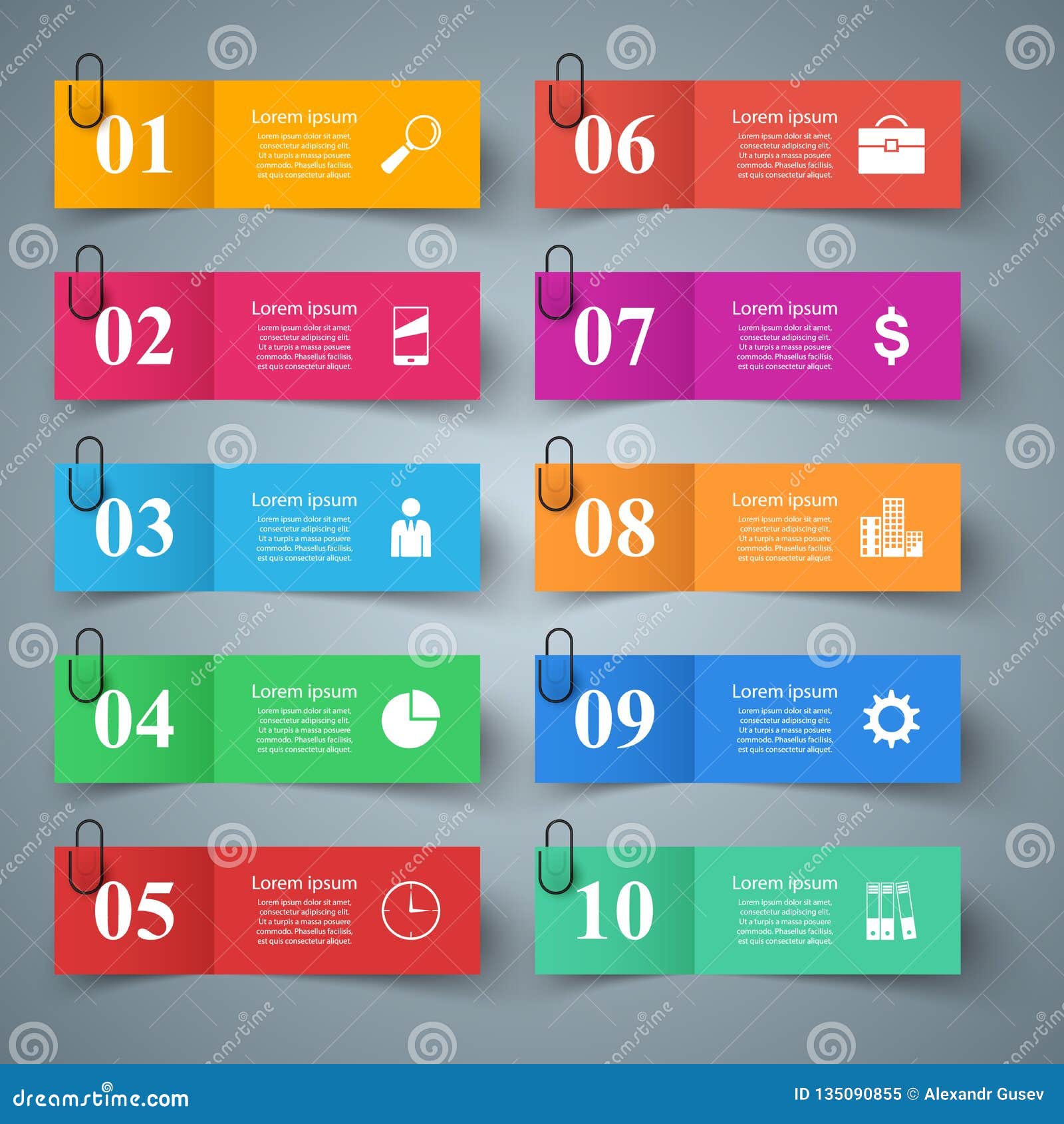 Business Papr Infographic. Ten Items. Vector Illustration ...