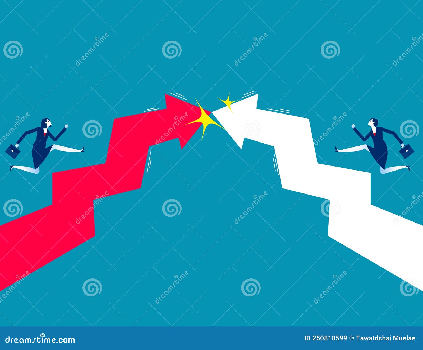Business and Partner with Arrows Collide. Business Conflict Concept ...