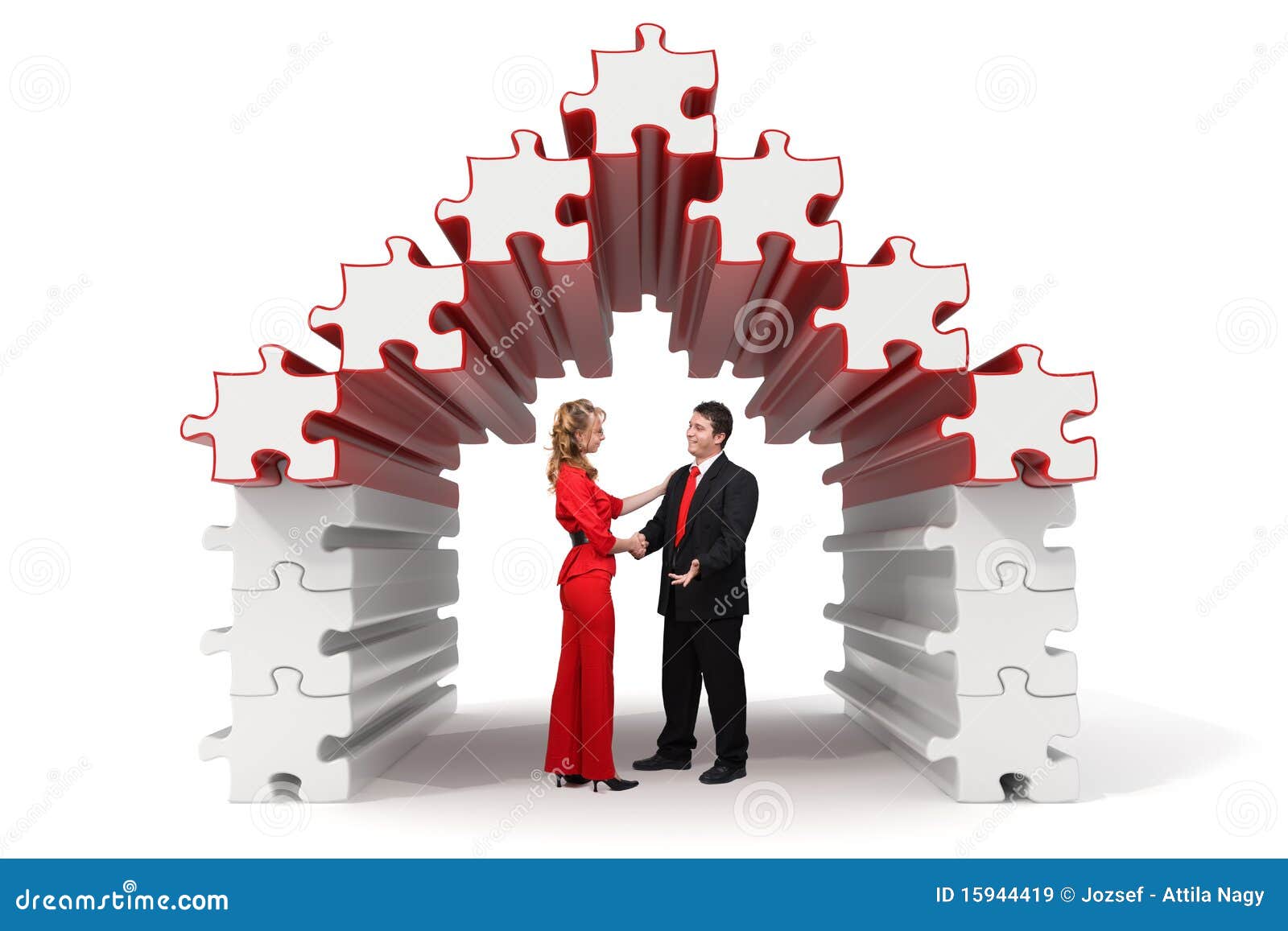 Business Partners - 3d Puzzle House - Solution Stock Illustration ...