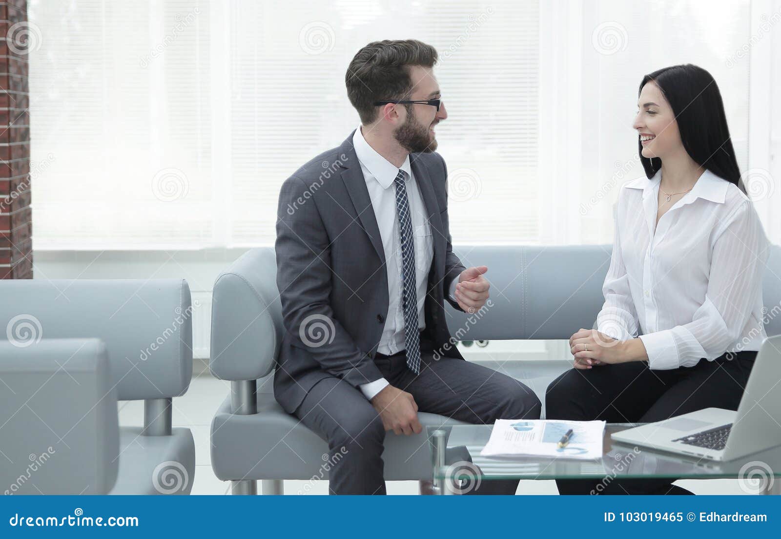 Manager and Customer Talking in a Modern Office Stock Image - Image of ...