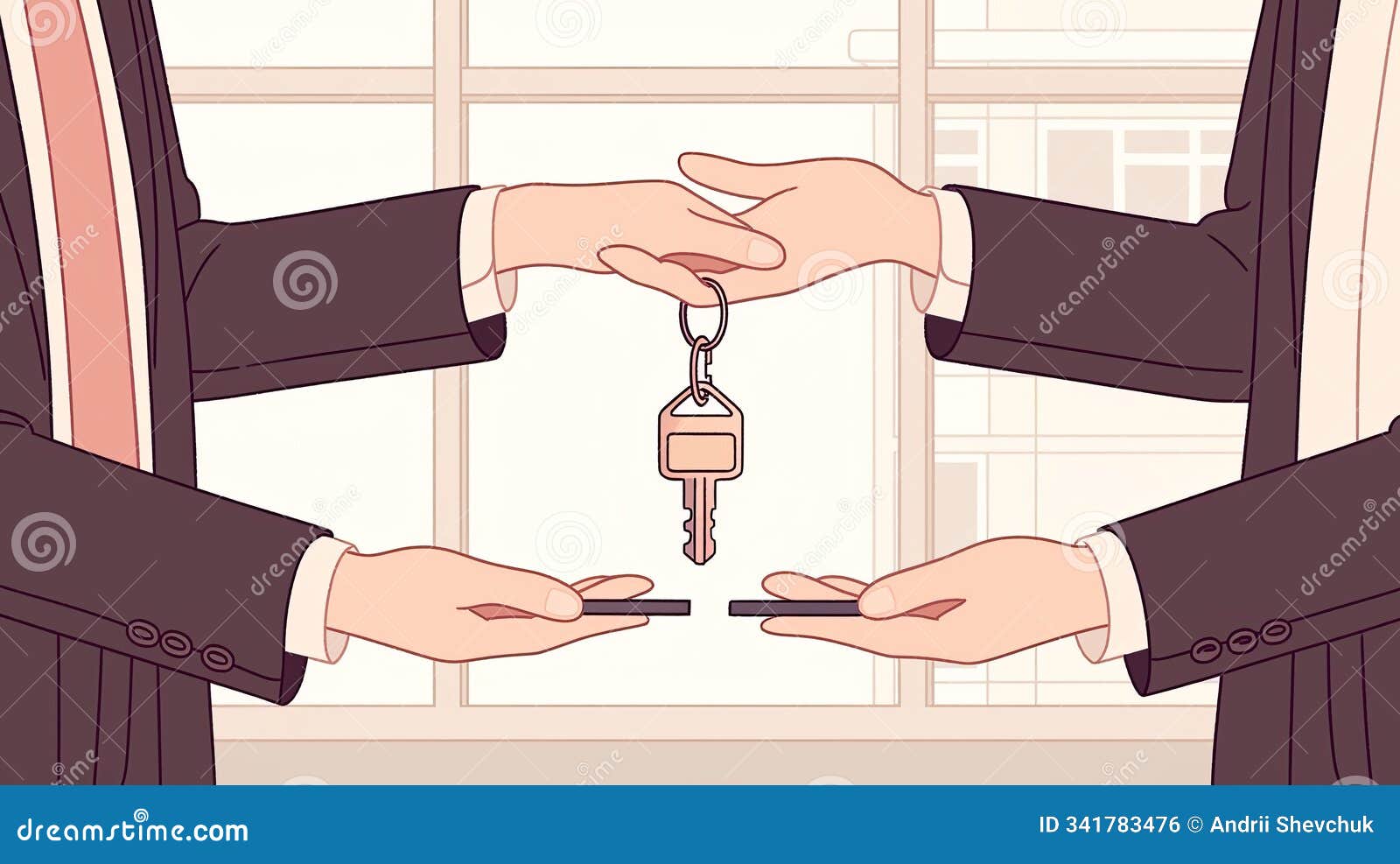 Business Partners Exchanging Keys and Signing Agreement Stock ...