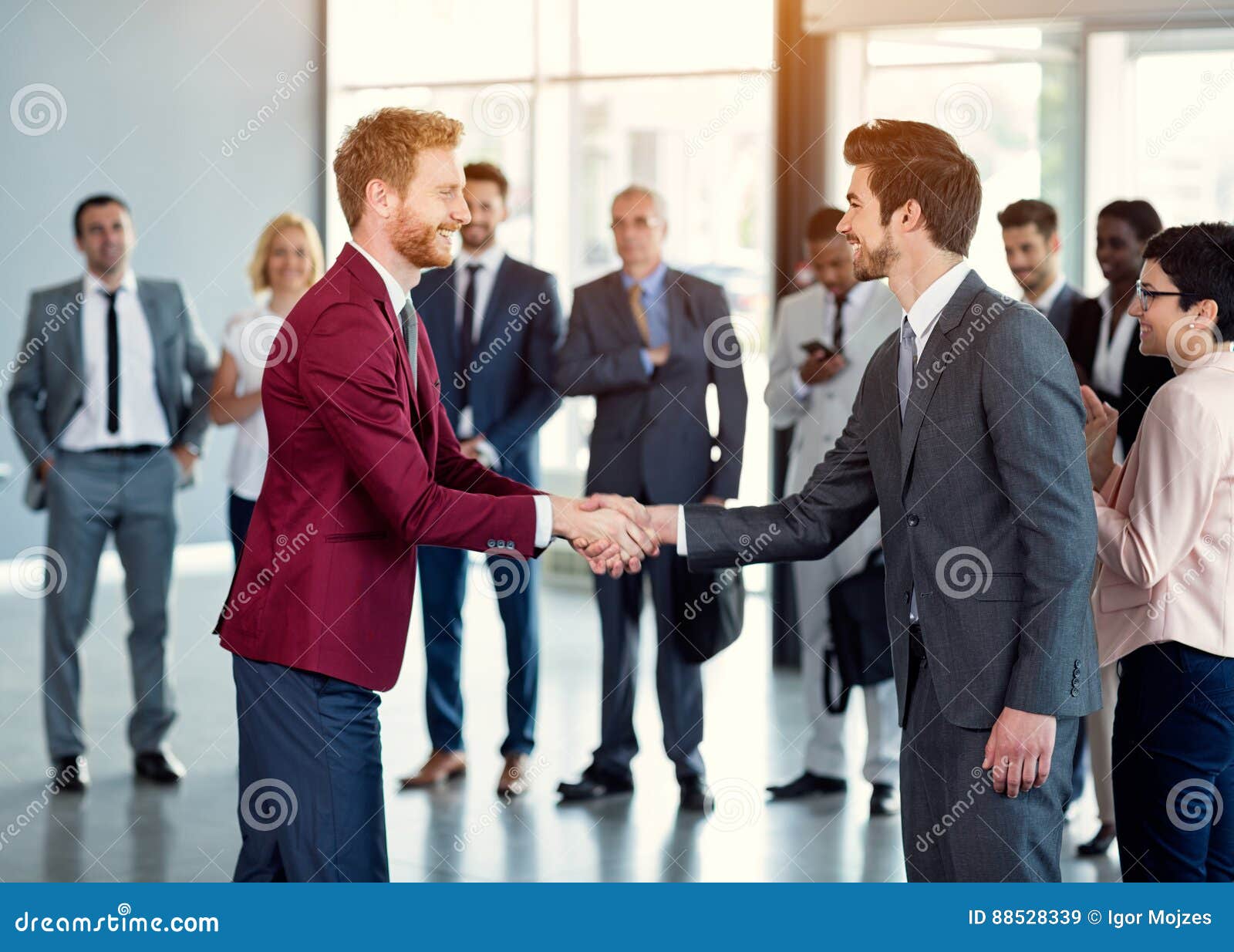 Business Partners Handshaking Stock Image - Image of female, business ...