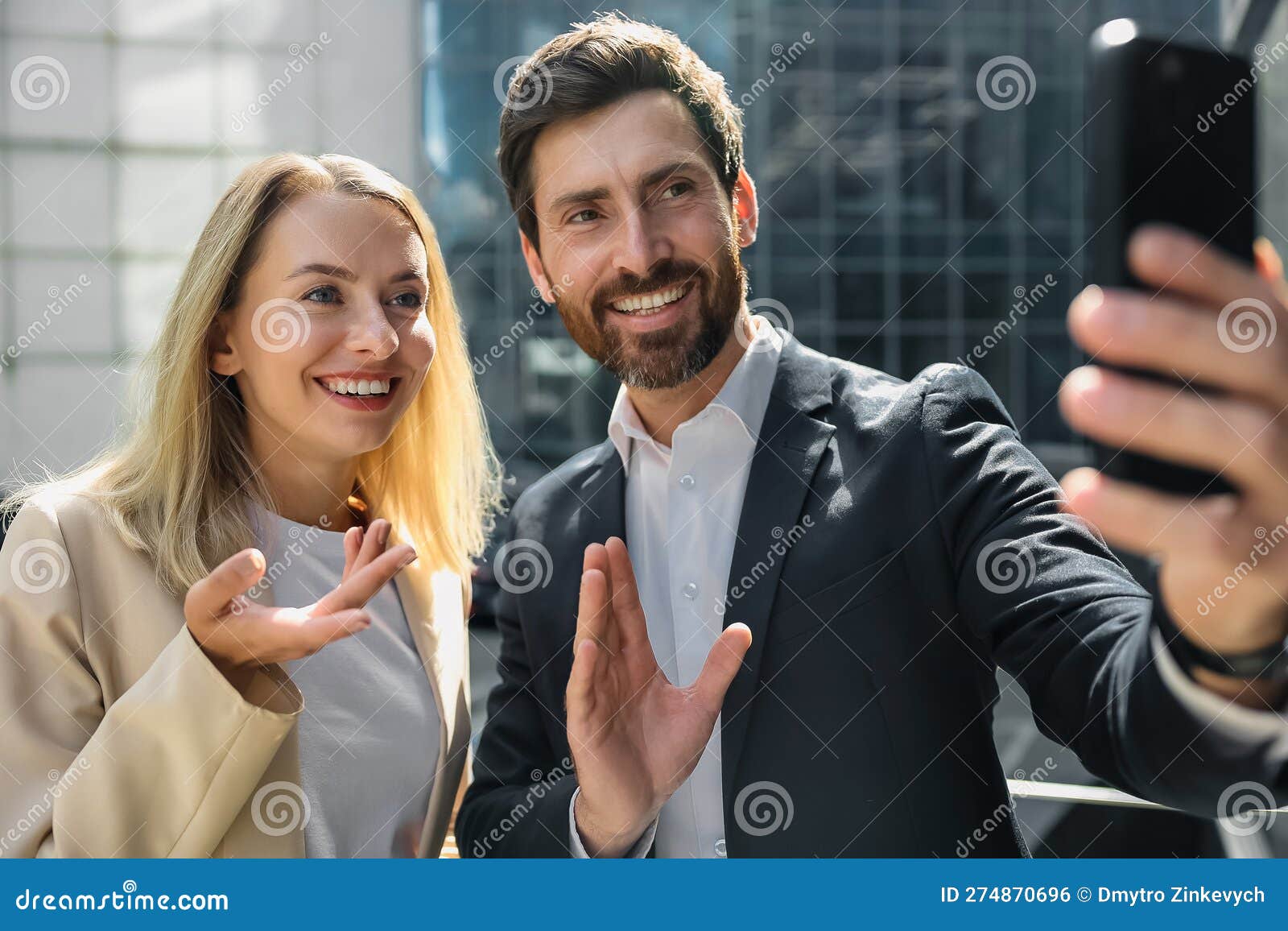 Business Partners Having a Video Call and Smiling Stock Photo - Image ...