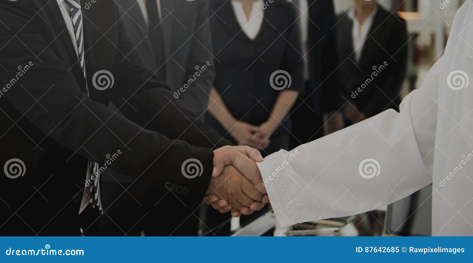 Business Partners Introduction Handshake Bow Concept Stock Image ...