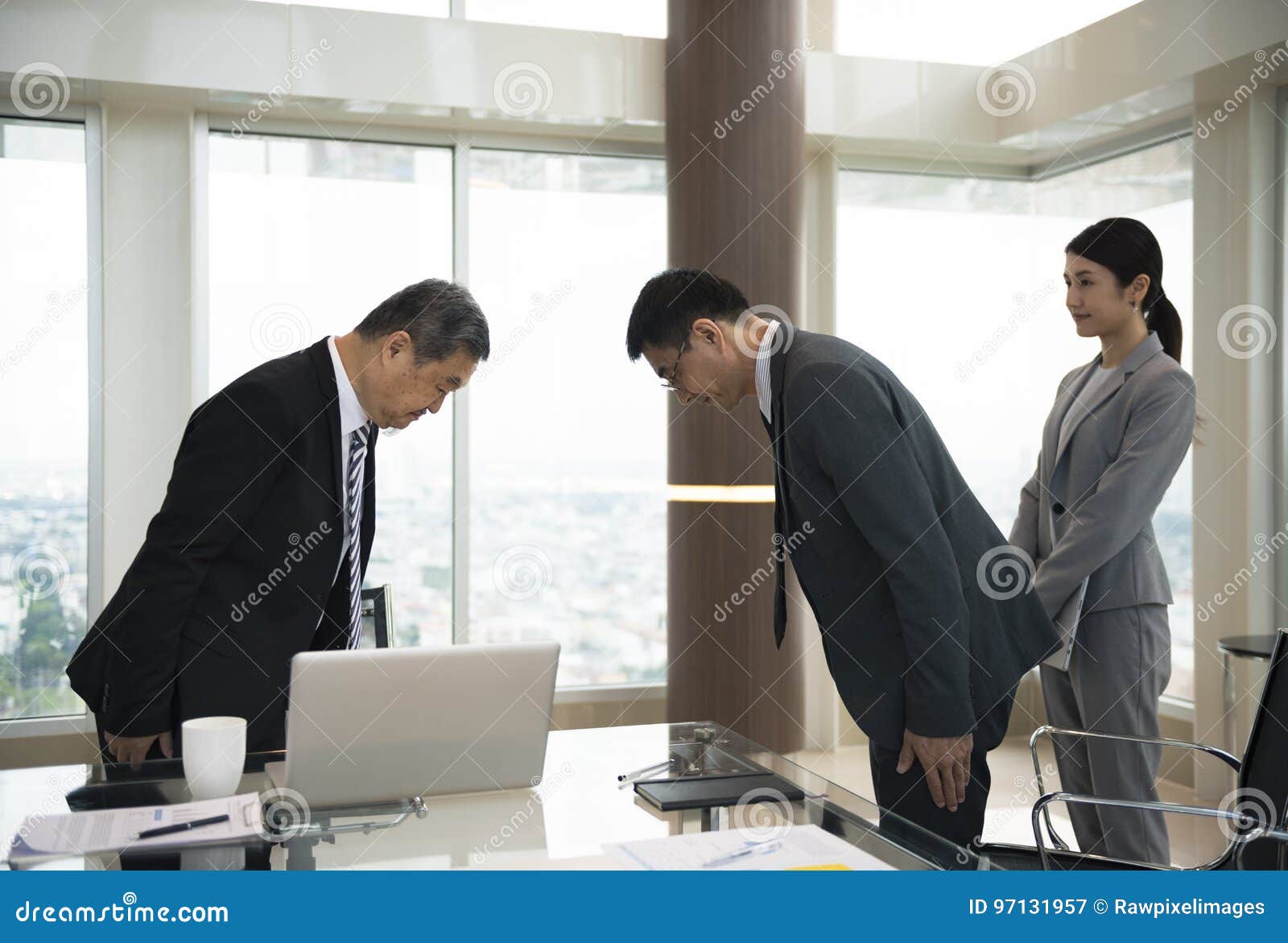 Business Partners Introductionary Handshake Bow Stock Image - Image of ...