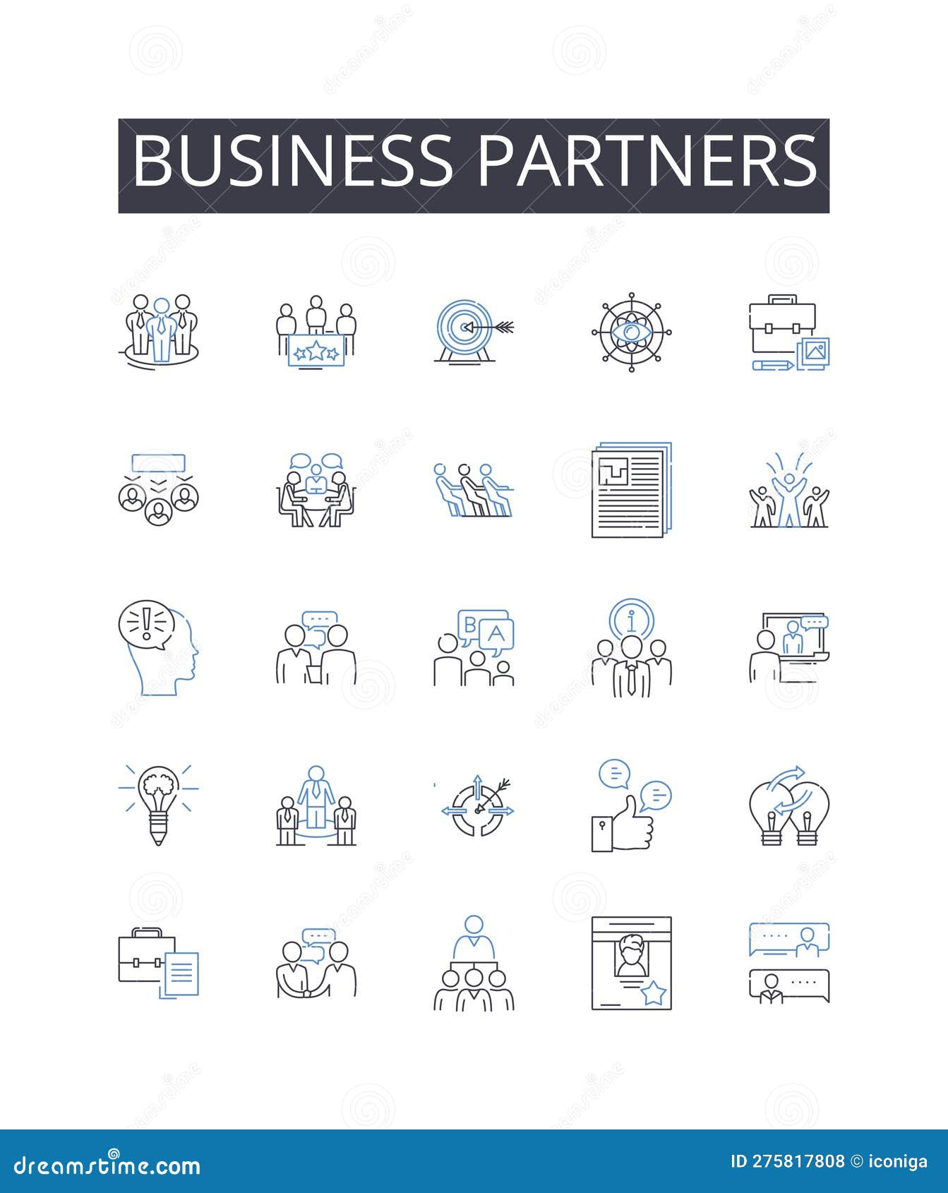 Business Partners Line Icons Collection. Collaborative Team ... Business Partners Line Icons Collection. Collaborative Team ...