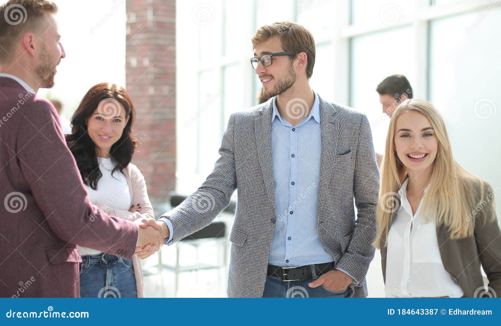 Business Partners Shaking Hands, Greeting Each Other. Stock Image ...