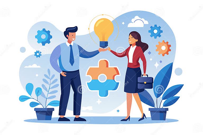 Business Partners Shaking Hands with Light Bulb, Two Business People ...