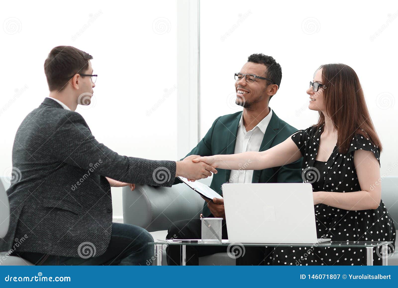 Business Partners Shaking Hands Over the Table Negotiation Stock Image ...