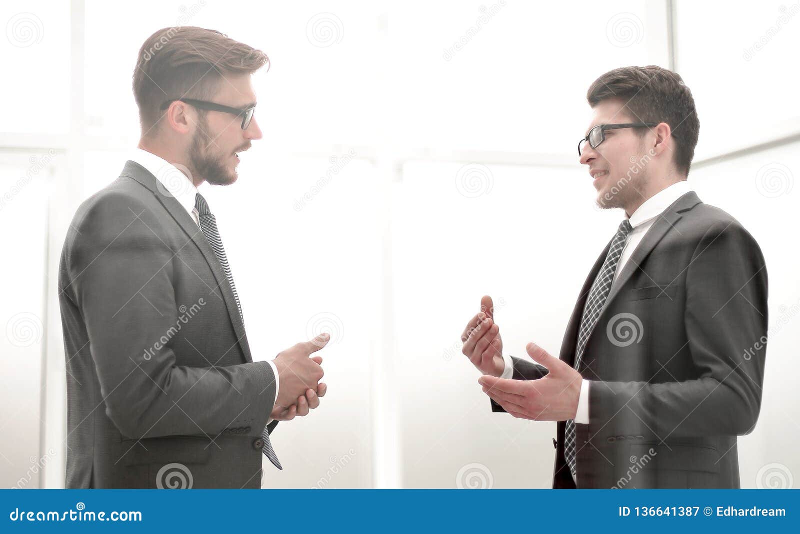 Business Partners Talk in the Office. Stock Image - Image of marketing ...