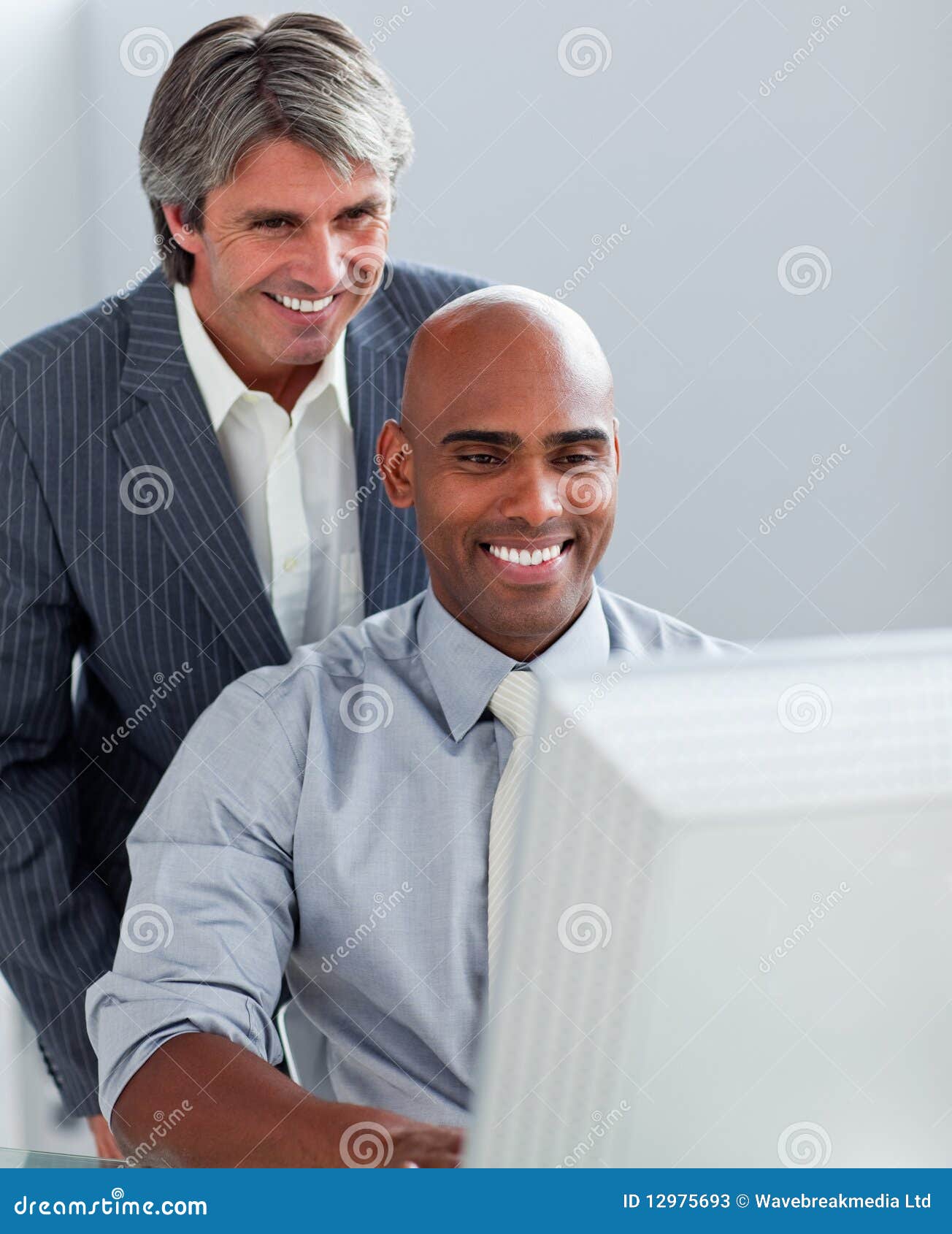 Business Partners Working at a Computer Stock Image - Image of computer ...