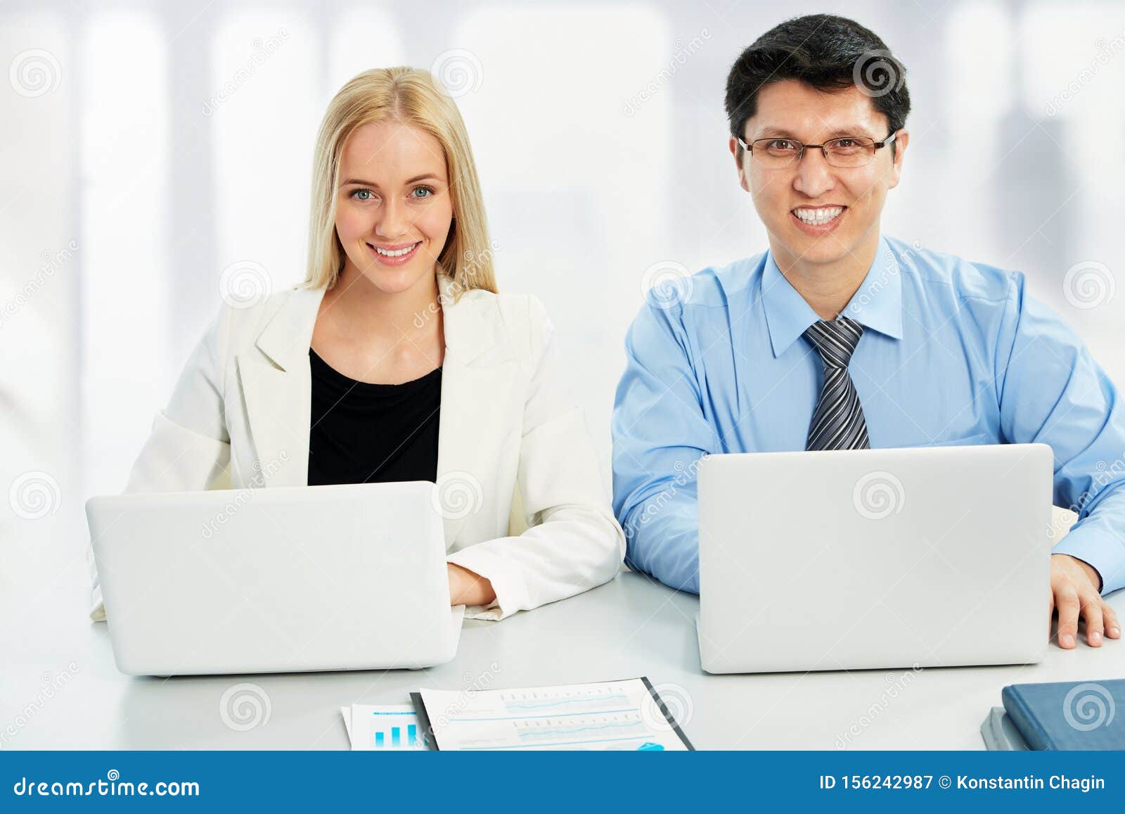 Business Partners Working at Modern Office Stock Image - Image of ...