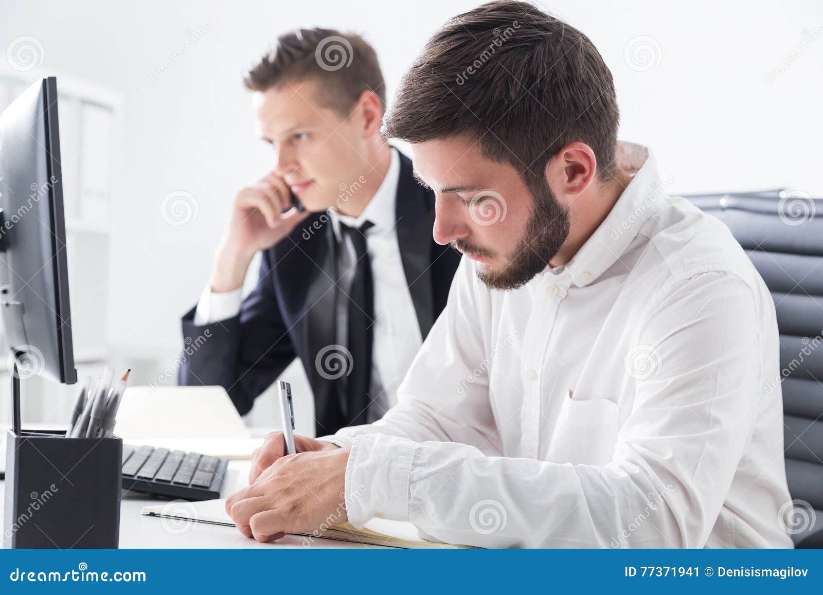 Business Partners at Workplace Stock Image - Image of learning, estate ...