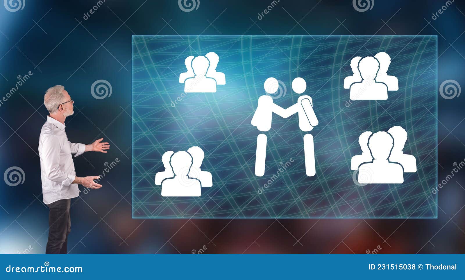 A Business Partnership Concept Explained by a Businessman on a Wall ...