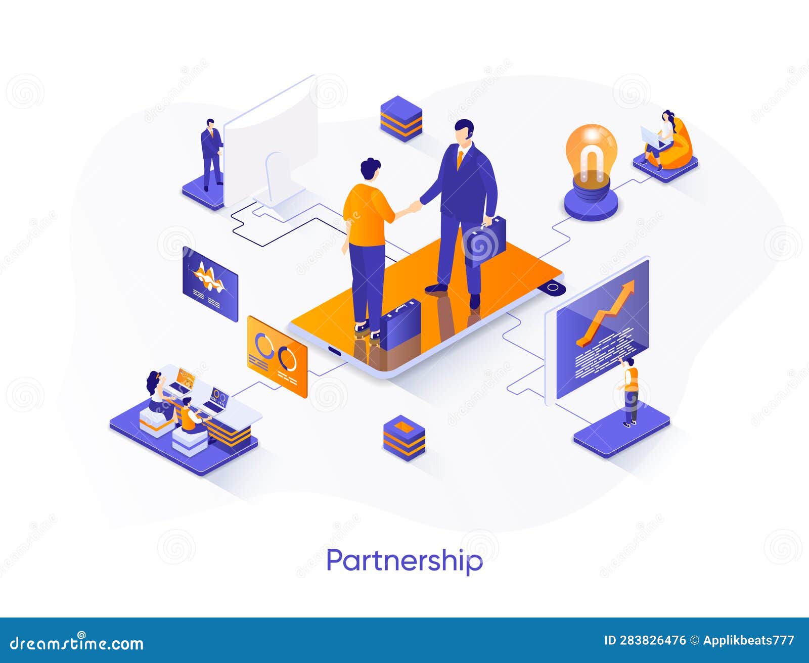Business Partnership Isometric Web Banner. Business Collaboration and ...