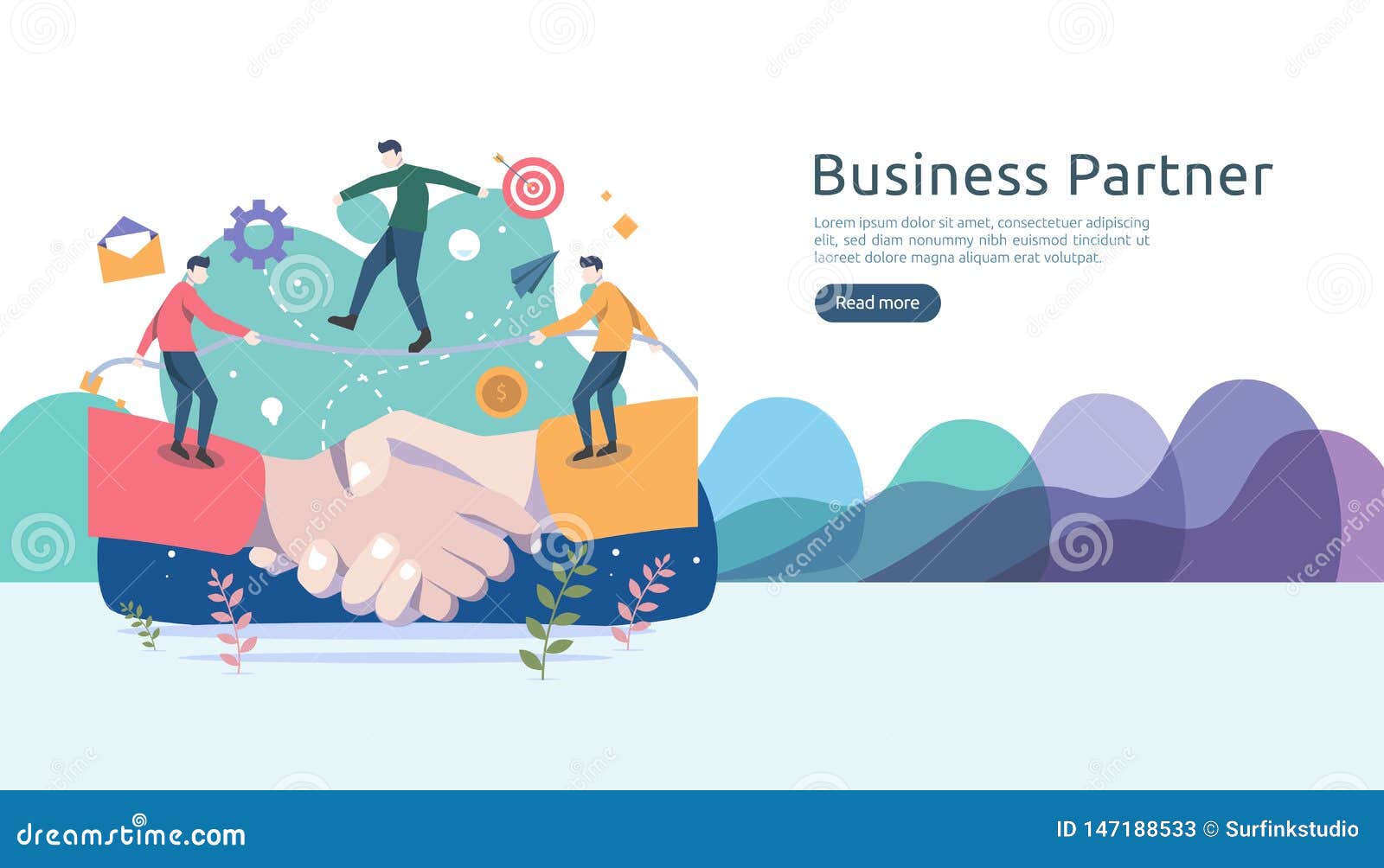 Business Partnership Relation Concept With Hand Shake And Tiny People ...