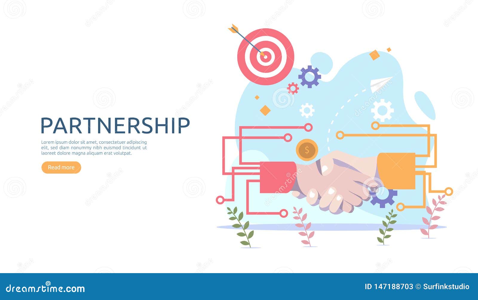 Business Partnership Relation Concept with Hand Shake and Tiny People ...