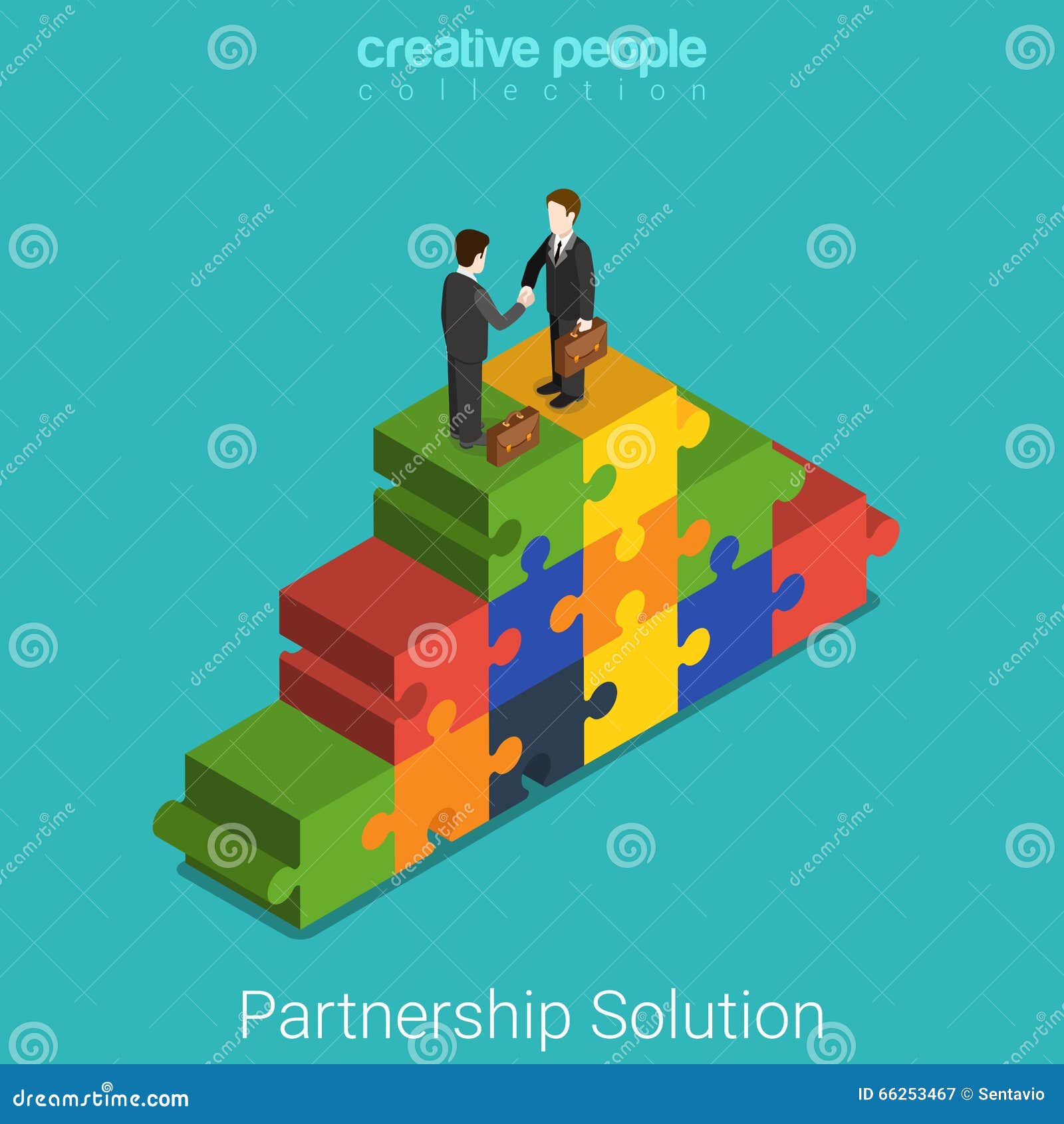 Business Partnership Solution Handshake Flat 3d Vector Isometric Stock ...
