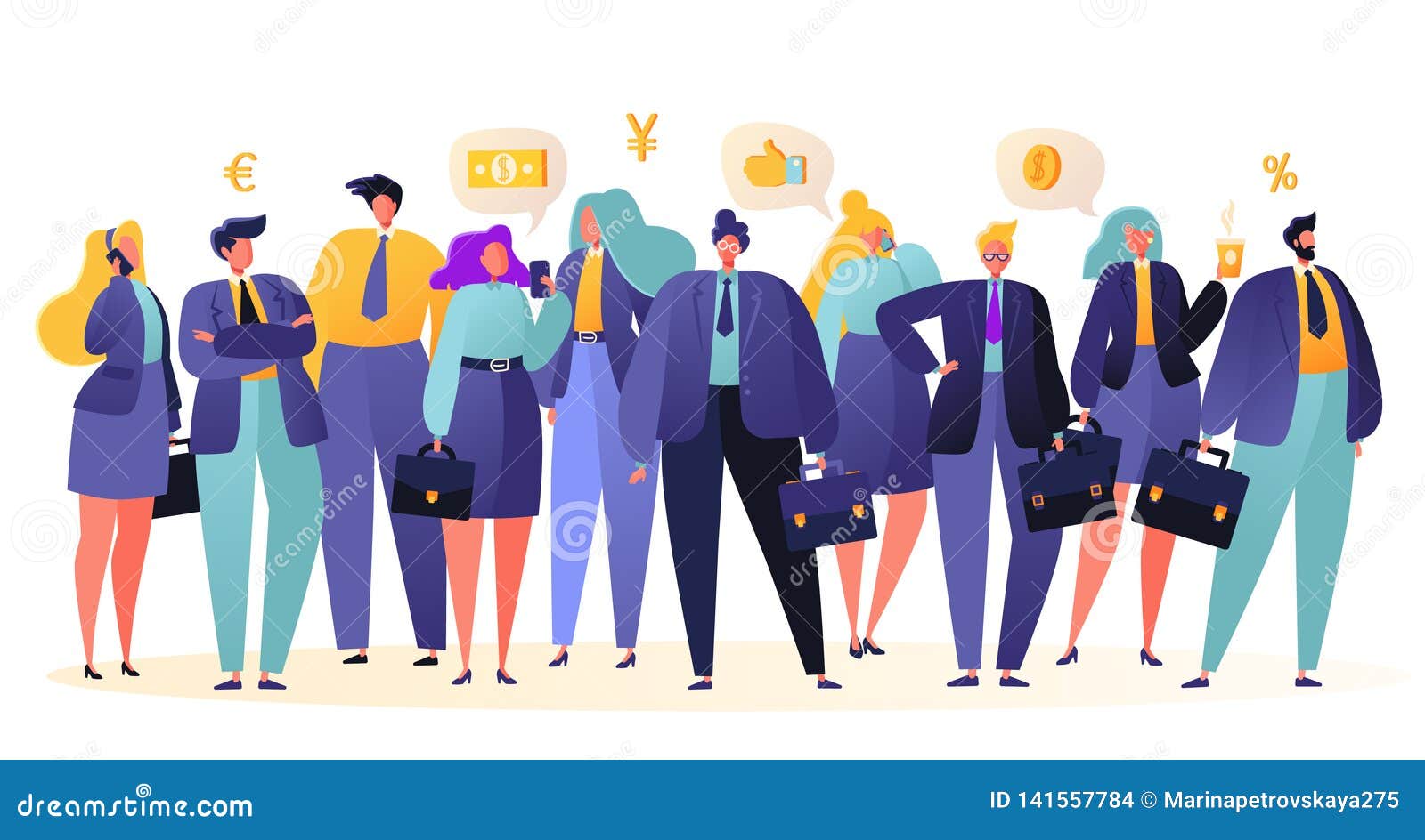 Group of Business People, Office Workers Standing Together. Business ...