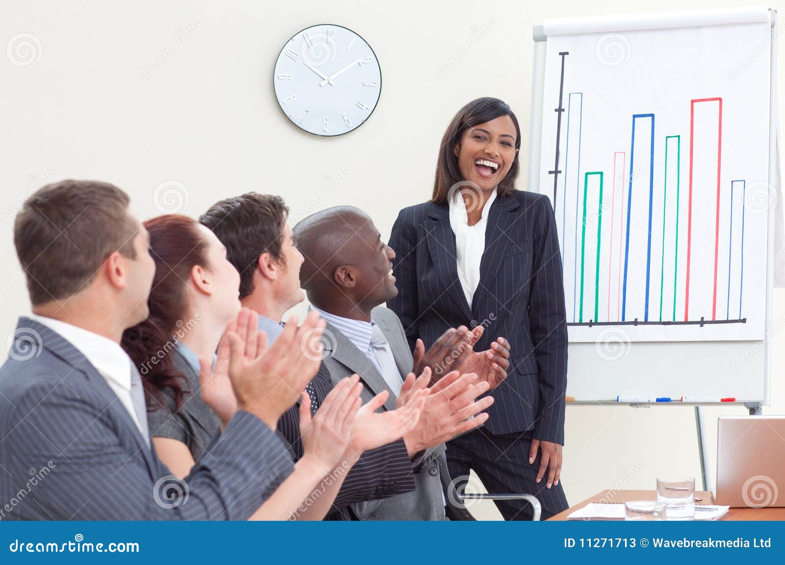 Business People Applauding Her Colleague Stock Image - Image of male ...