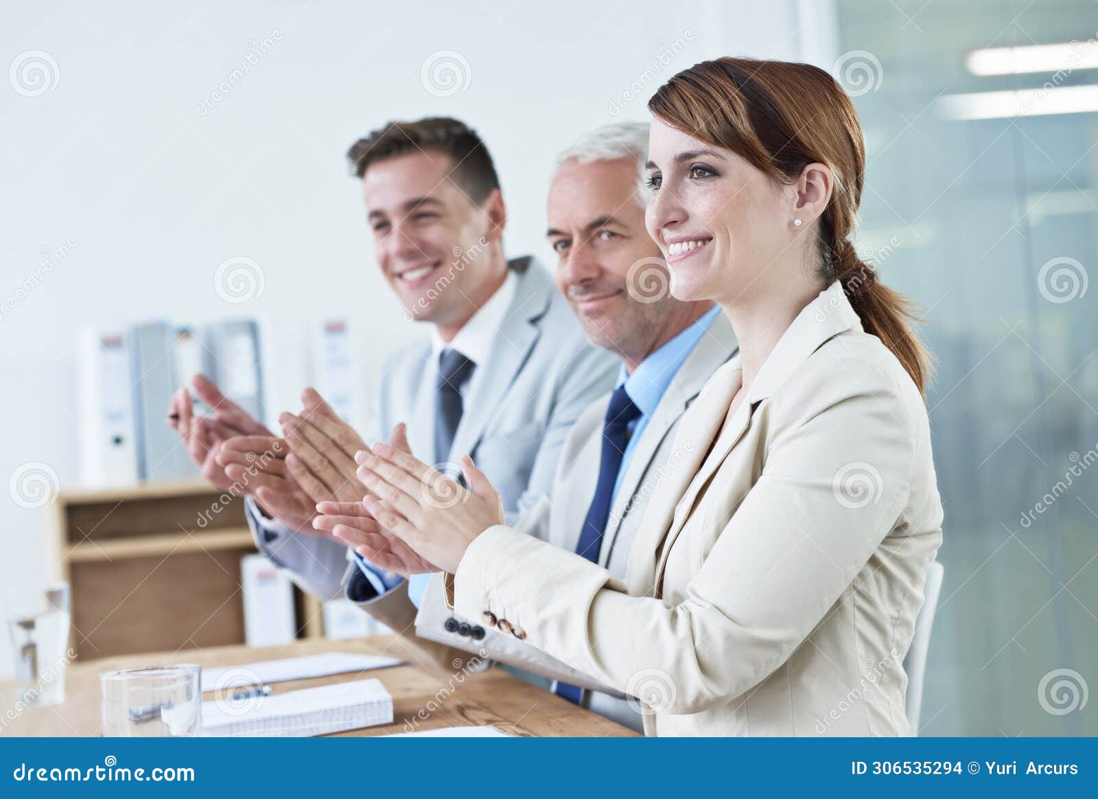 Business People, Applause and Support for Success with Pride and ...