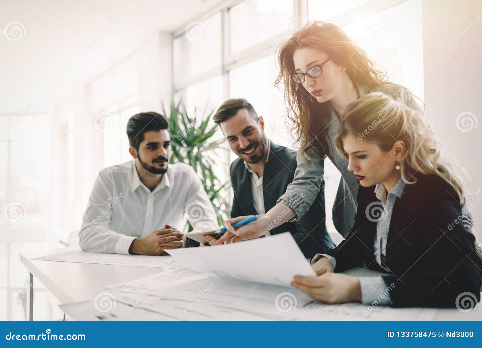 Business People and Architects Collaborating on Project Stock Image ...