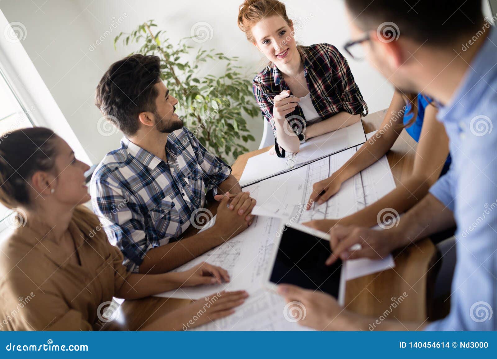 Business People and Architects Collaborating on Project Stock Photo ...