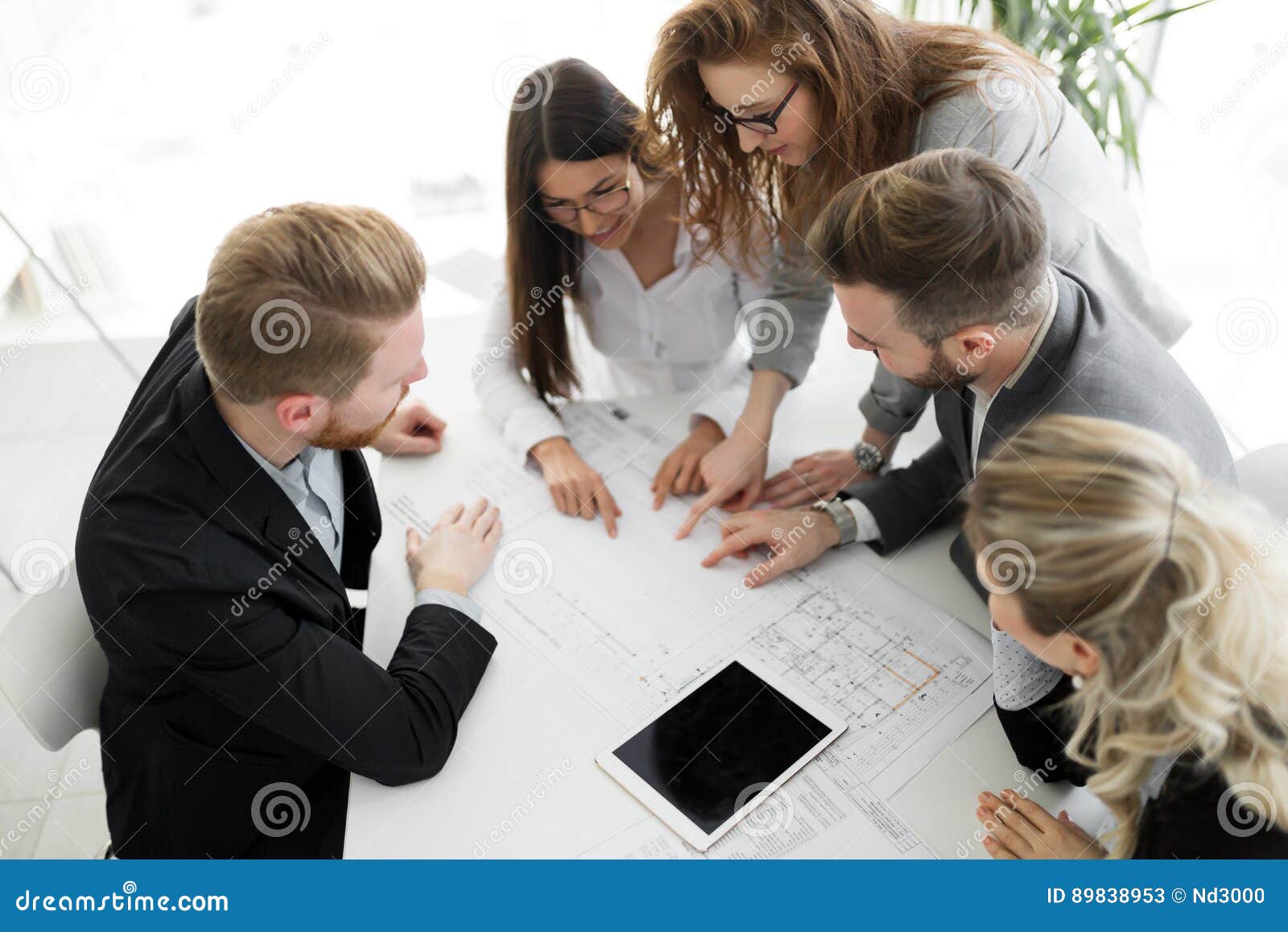 Business People and Architects Collaborating on Project Stock Image ...
