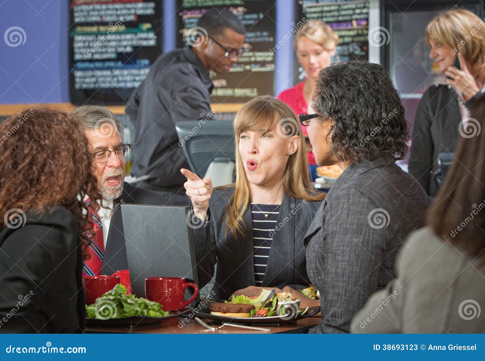 Business People Arguing in Cafe Stock Image - Image of computer ...