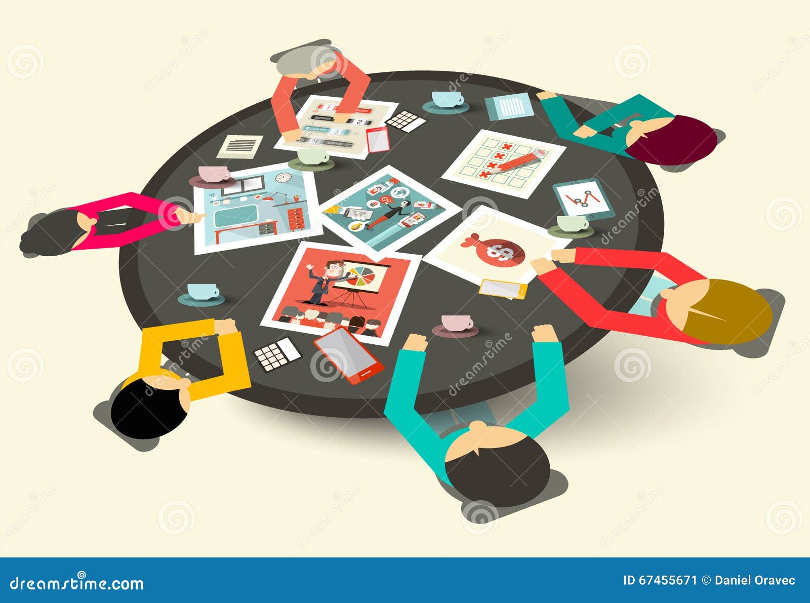 Business People Around the Table Stock Vector - Illustration of plan ...