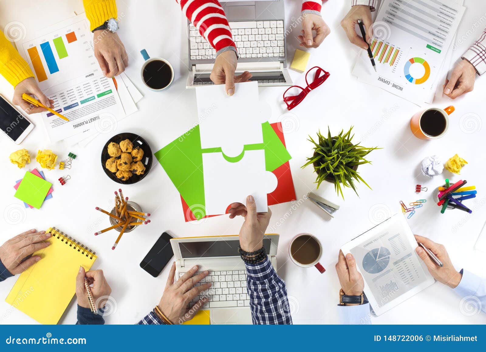 Business People Assembling Puzzle Stock Photo - Image of folder ...