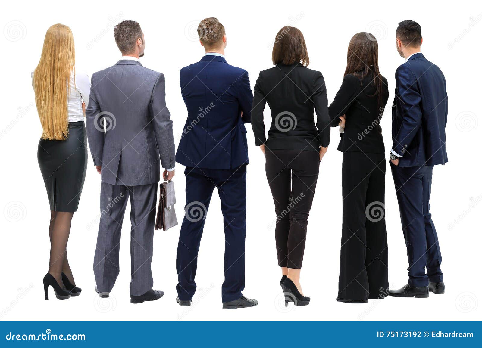 Business People from the Back - Looking at Something Over a Whit Stock ...