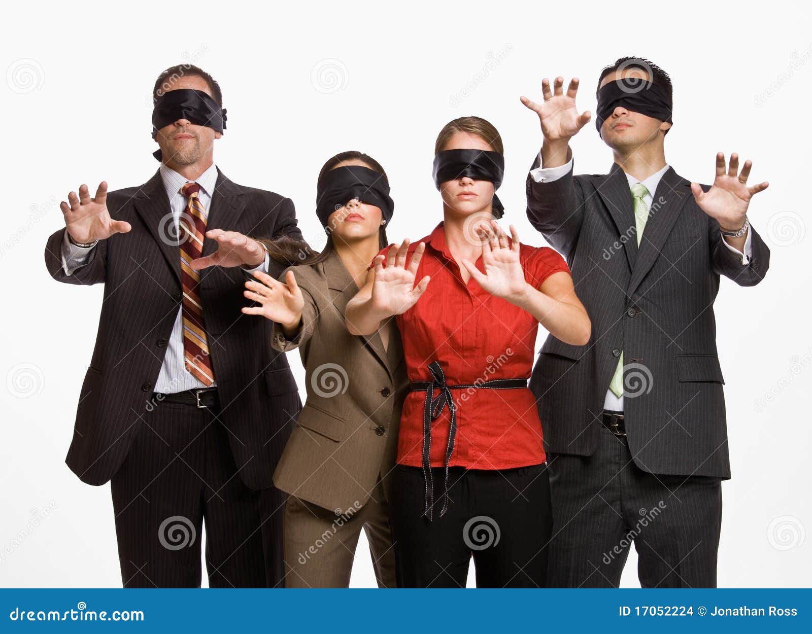Business People in Blindfolds Stock Photo - Image of seeking, searching ...