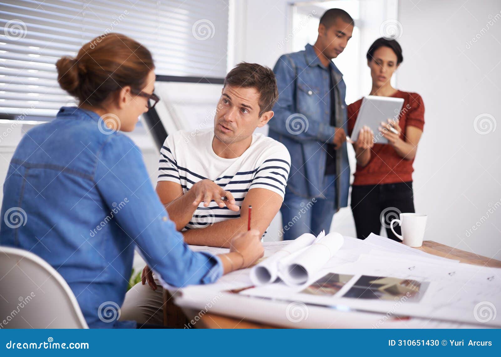 Business People, Blueprint or Brainstorming with Conversation, Planning ...