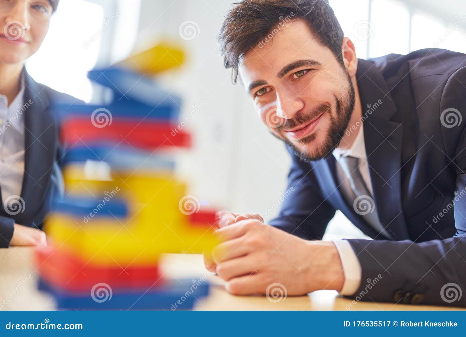 Business People with Building Blocks in Team Building Stock Image ...