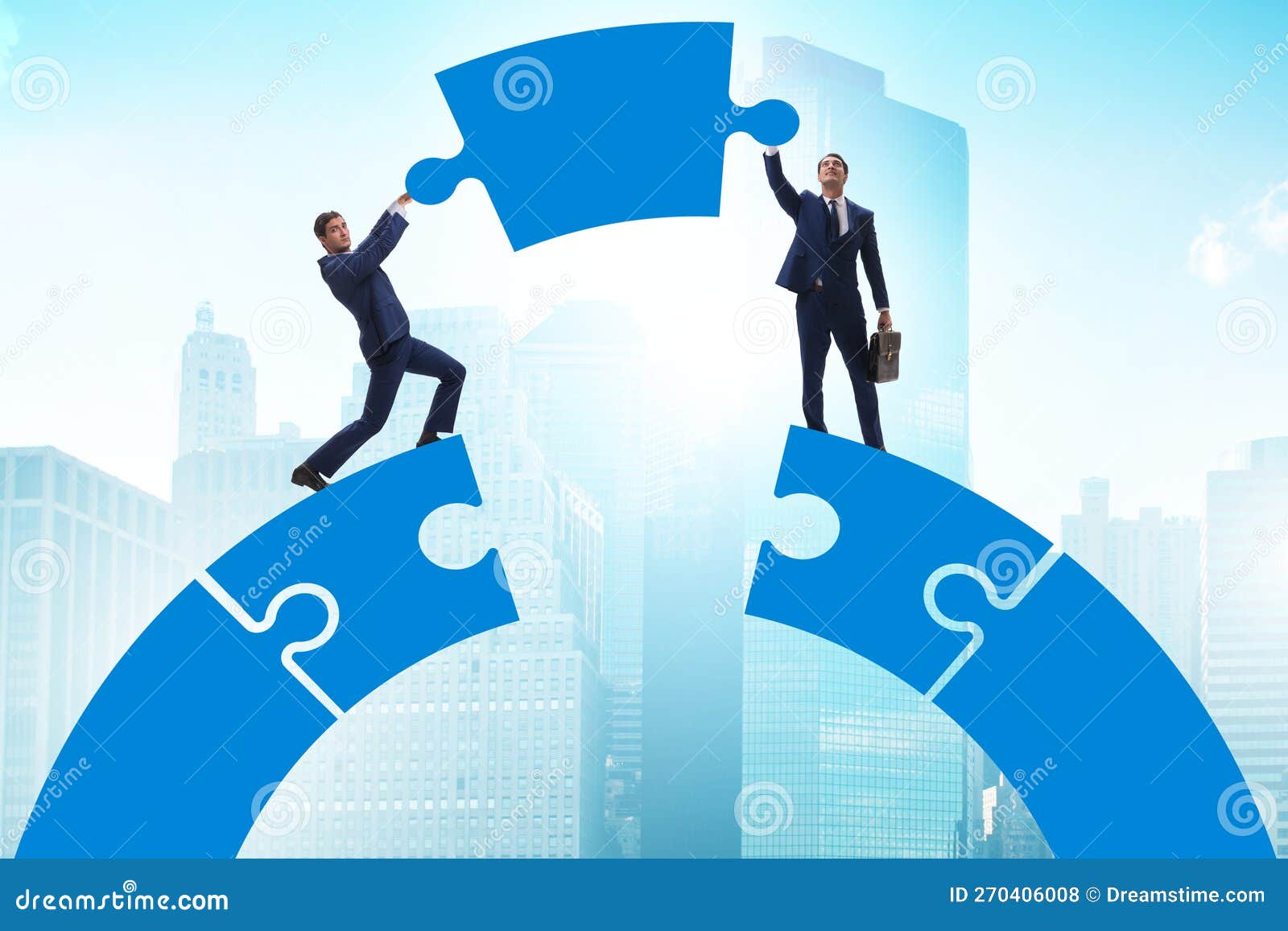 Business People Building Bridge in Teamwork Concept Stock Photo - Image ...