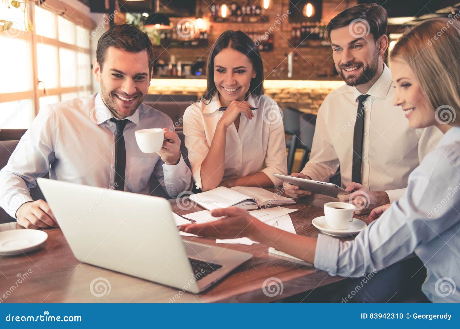 Business people in cafe stock photo. Image of cafe, colleagues - 83942310