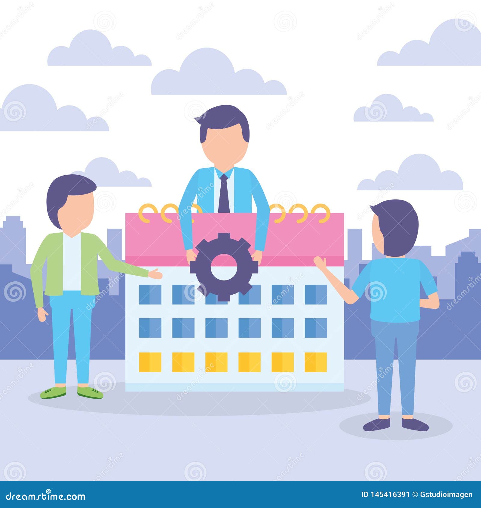 Business People Calendar Gear Stock Vector - Illustration of ...